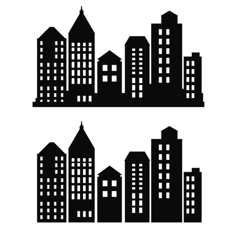 Skyline City Clipart Superhero Buildings Block Clipart and - Etsy