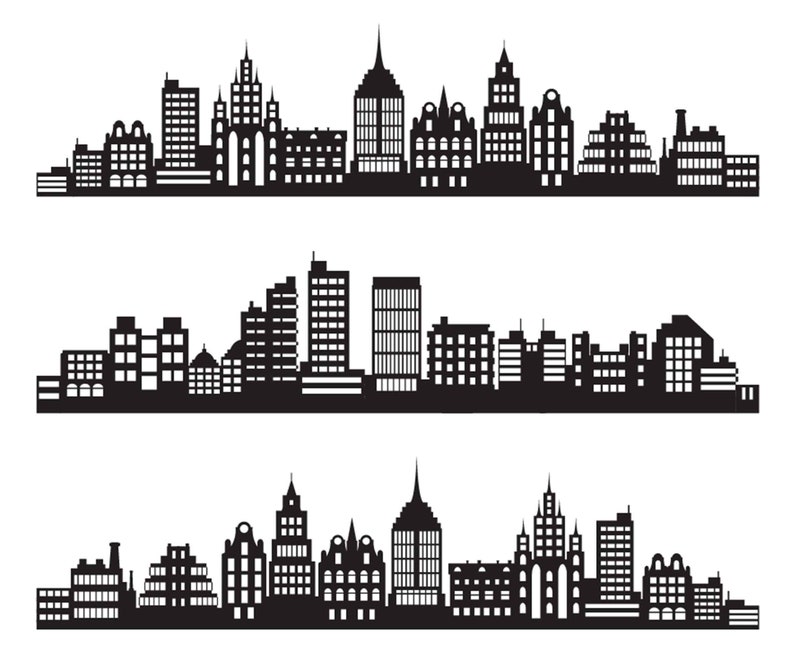 Skyline City Clipart Superhero Buildings Block Clipart and - Etsy