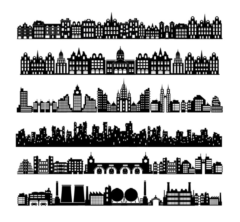 Skyline City Clipart Superhero Buildings Block Clipart and - Etsy Australia