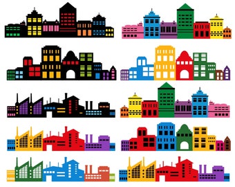 Superhero Buildings Block Clipart and Skyline City Buildings PNG City ...