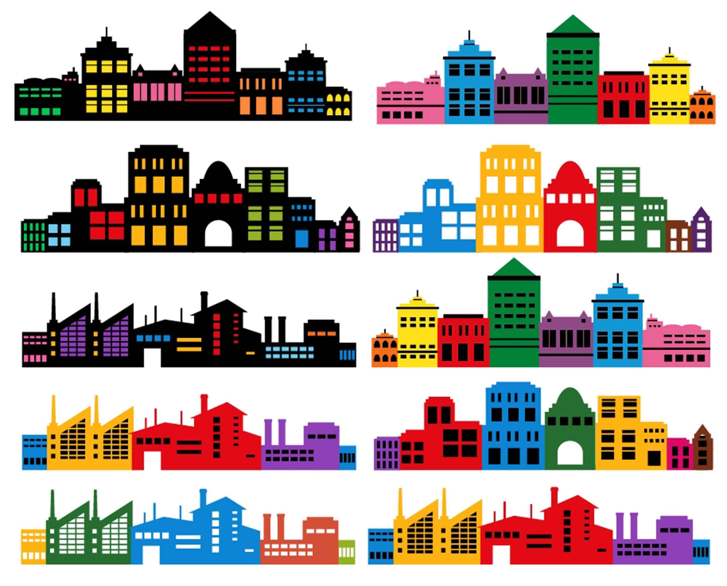 Superhero Buildings Block Clipart and Skyline City Buildings - Etsy UK