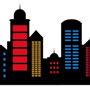 City Skyline Clipart, Superhero Buildings, and Building City Silhouette ...