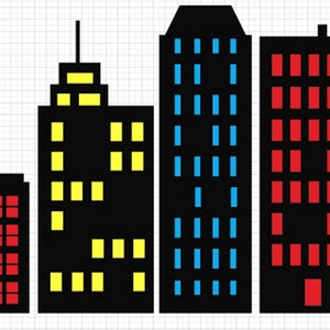 Superhero Buildings Block Clipart and Skyline City Buildings PNG City ...