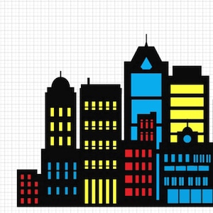 Superhero Cityscape SVG PNG: Skyline Building Clipart (digital Download ...