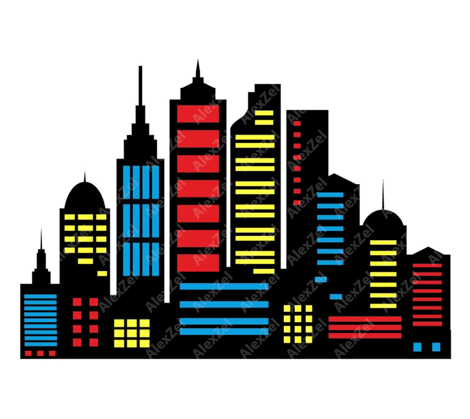 Superhero City Skyline SVG PNG, Buildings Silhouette (digital Download ...