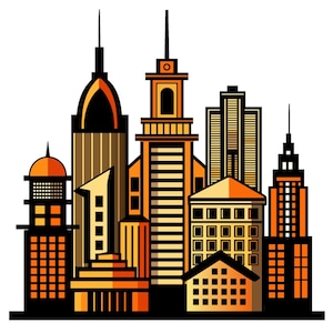 Block Clipart and Buildings SVG Silhouette City PNG Skyscraper Clip Art ...