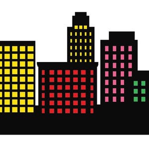 Superhero Buildings Block Clipart and Skyline City Buildings PNG City ...