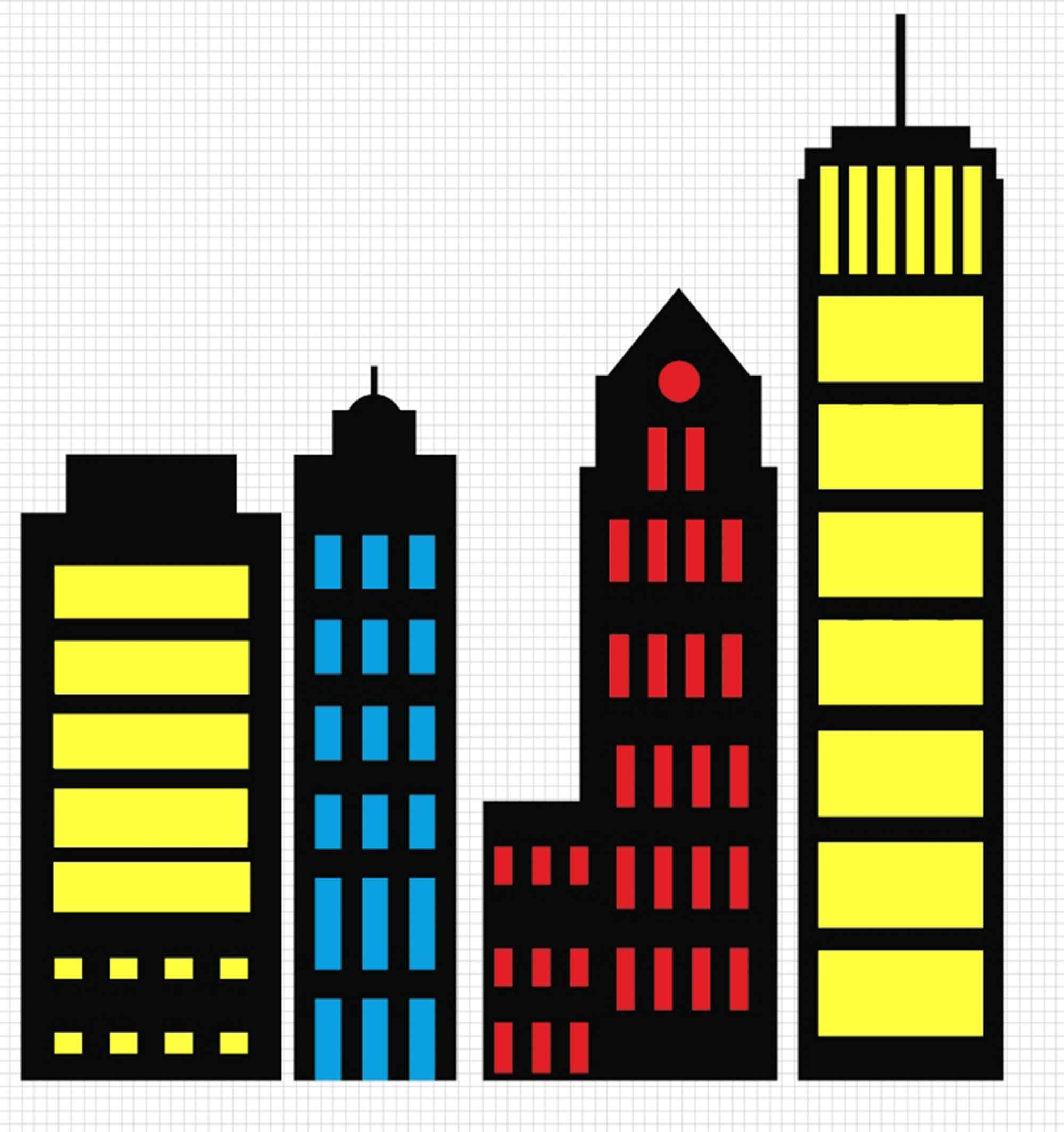 City Skyline Clipart Superhero Buildings and Building City - Etsy