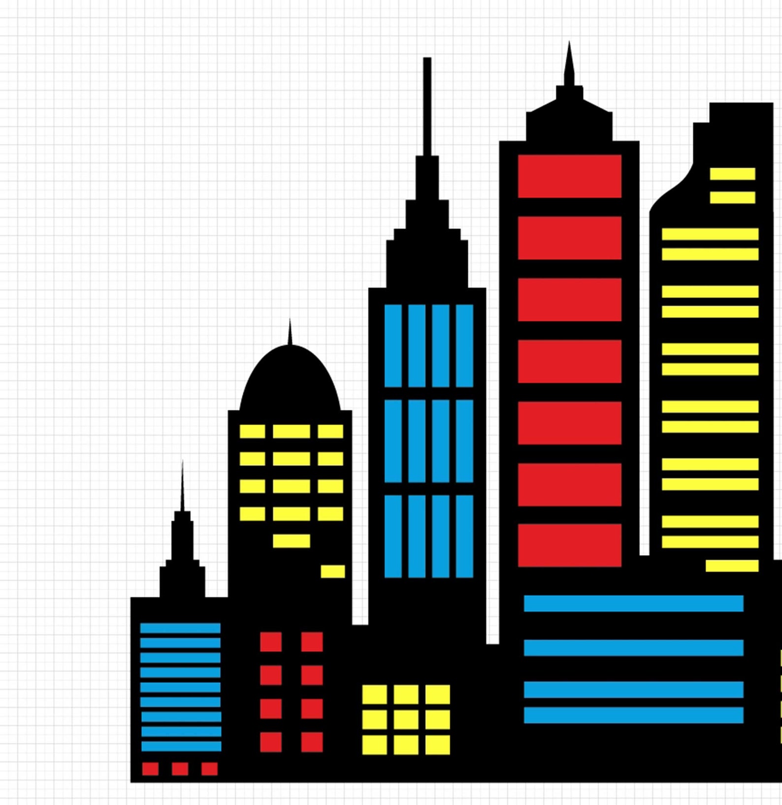 Superhero City Skyline SVG PNG, Buildings Silhouette (digital Download ...
