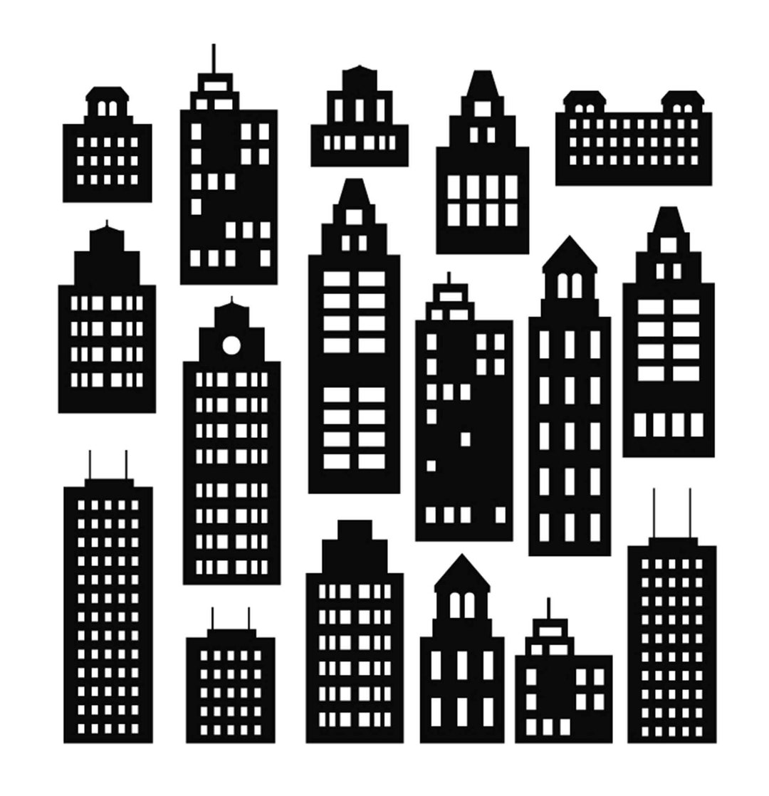 18 PNG City Skyline Silhouette Clipart Set (digital Download) - Etsy