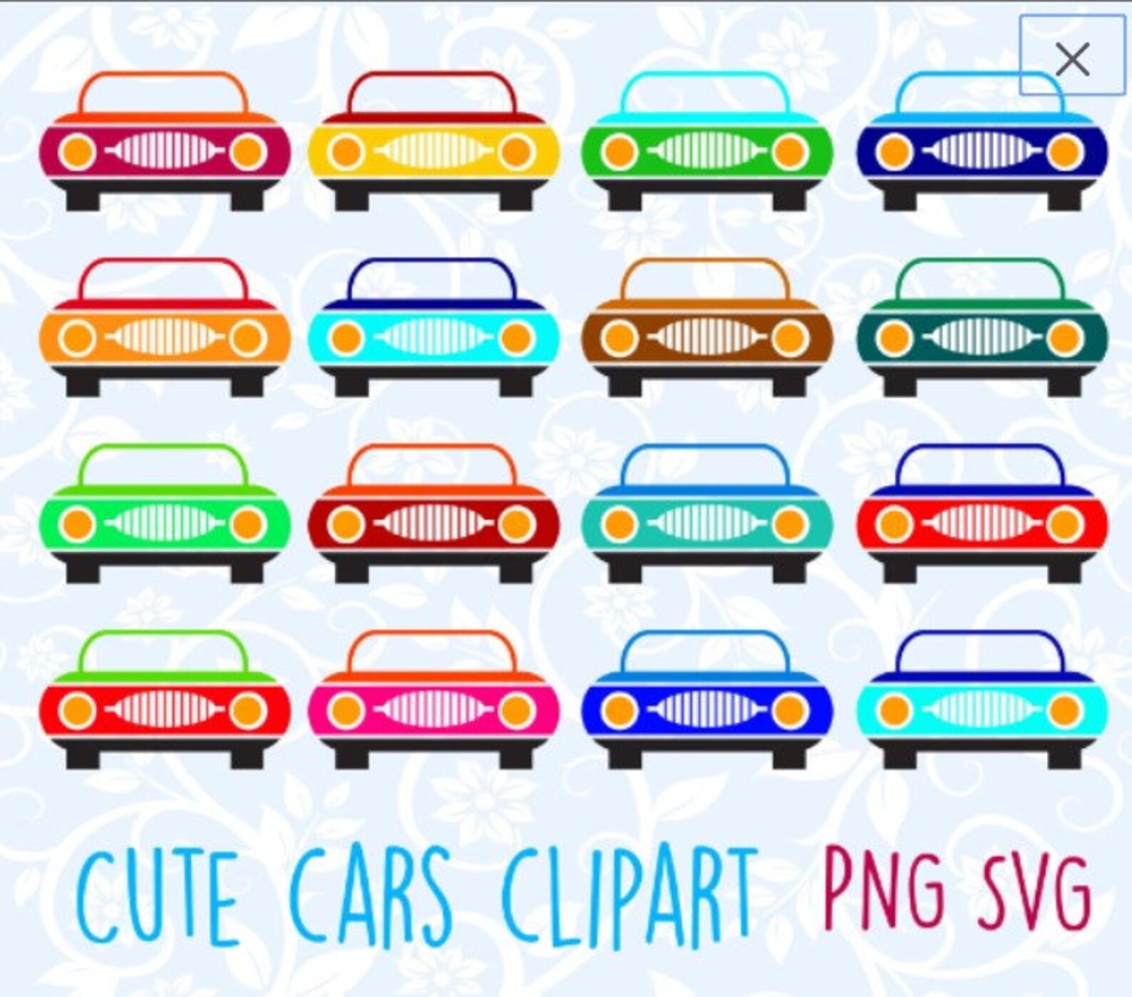 Cars Clipart Colorful Cars Digital PNG Colorful Cars - Etsy