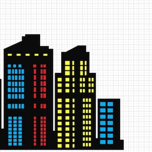 Superhero Cityscape SVG PNG: Skyline Building Clipart (digital Download ...