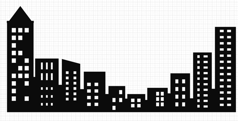 Clipart City Skyline Superhero Buildings Block Clipart - Etsy