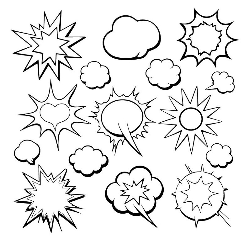 Superhero Comic Word Bubble Clipart: SVG PNG PDF (digital Download) - Etsy