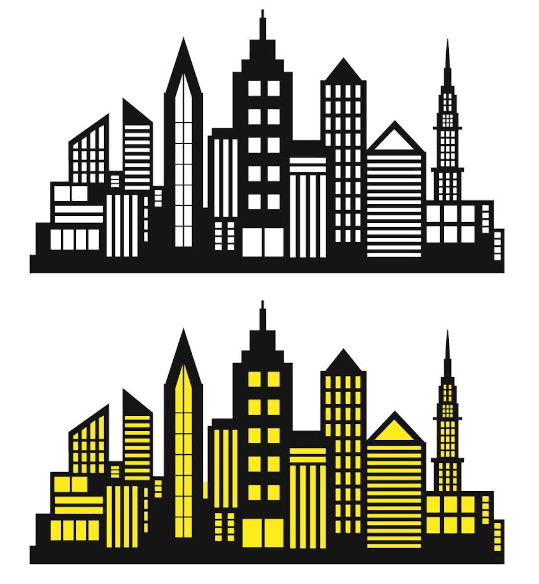 Superhero Buildings Block Clipart and Skyline City Buildings PNG City ...
