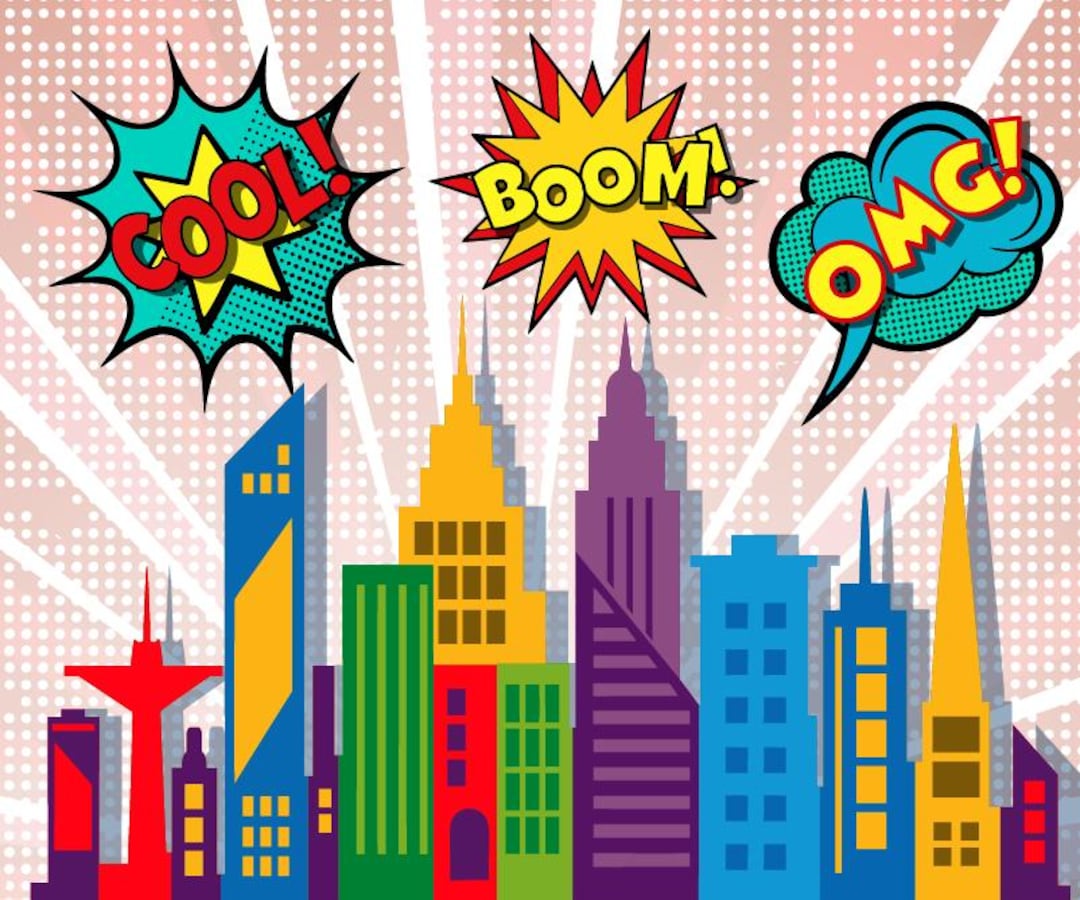 Superhero City Skyline: Urban Landscape PNG SVG PDF (digital Download ...