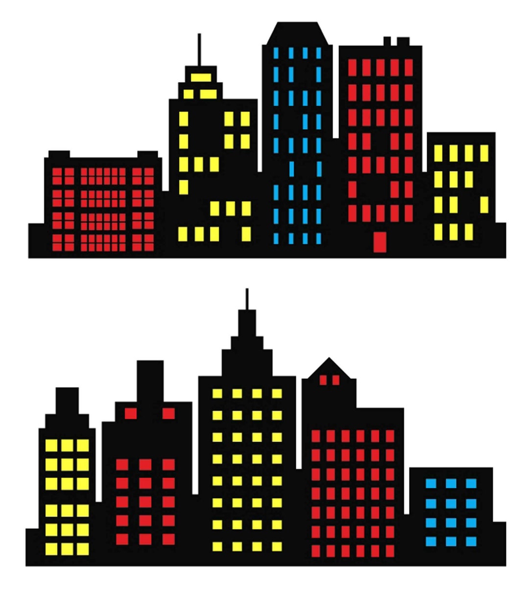City Skyline Clipart, Superhero Buildings,block Clipart, Building ...