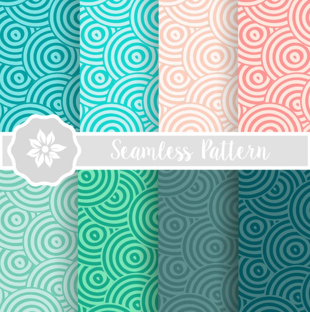 Circle Digital Paper, Paper Set, Seamless Pattern, Scrapbook Paper ...
