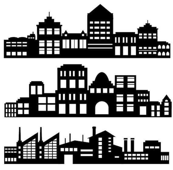 Silueta De Edificio Clip Art Vector De Silueta De Construcción De