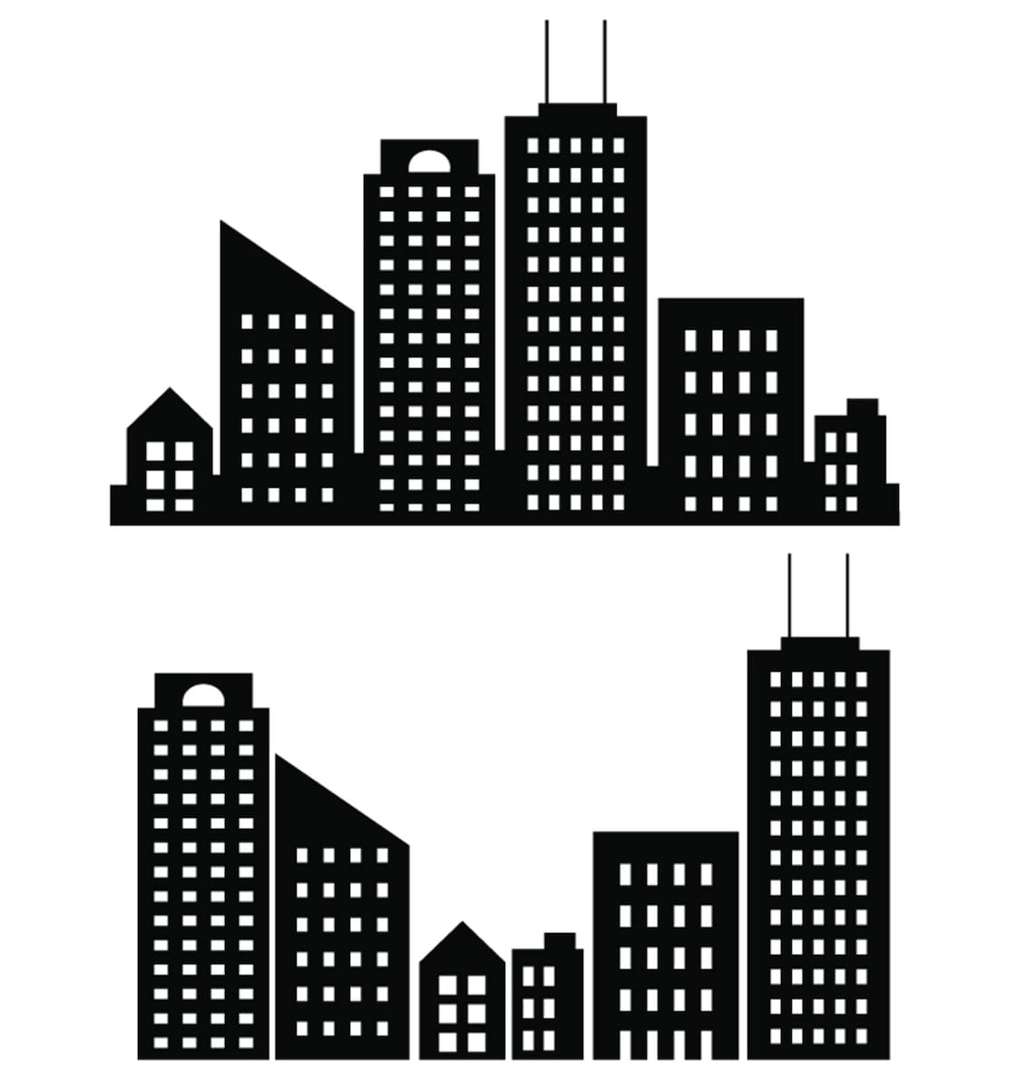 Skyline City Clipart Superhero Buildings Block Clipart and - Etsy