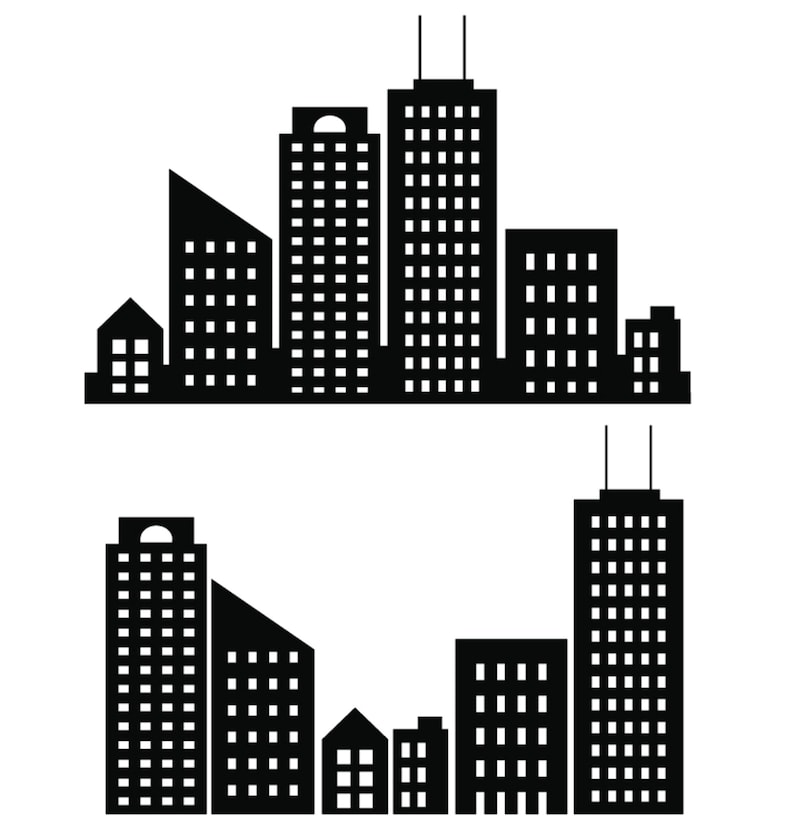 Skyline City Clipart Superhero Buildings Block Clipart and - Etsy
