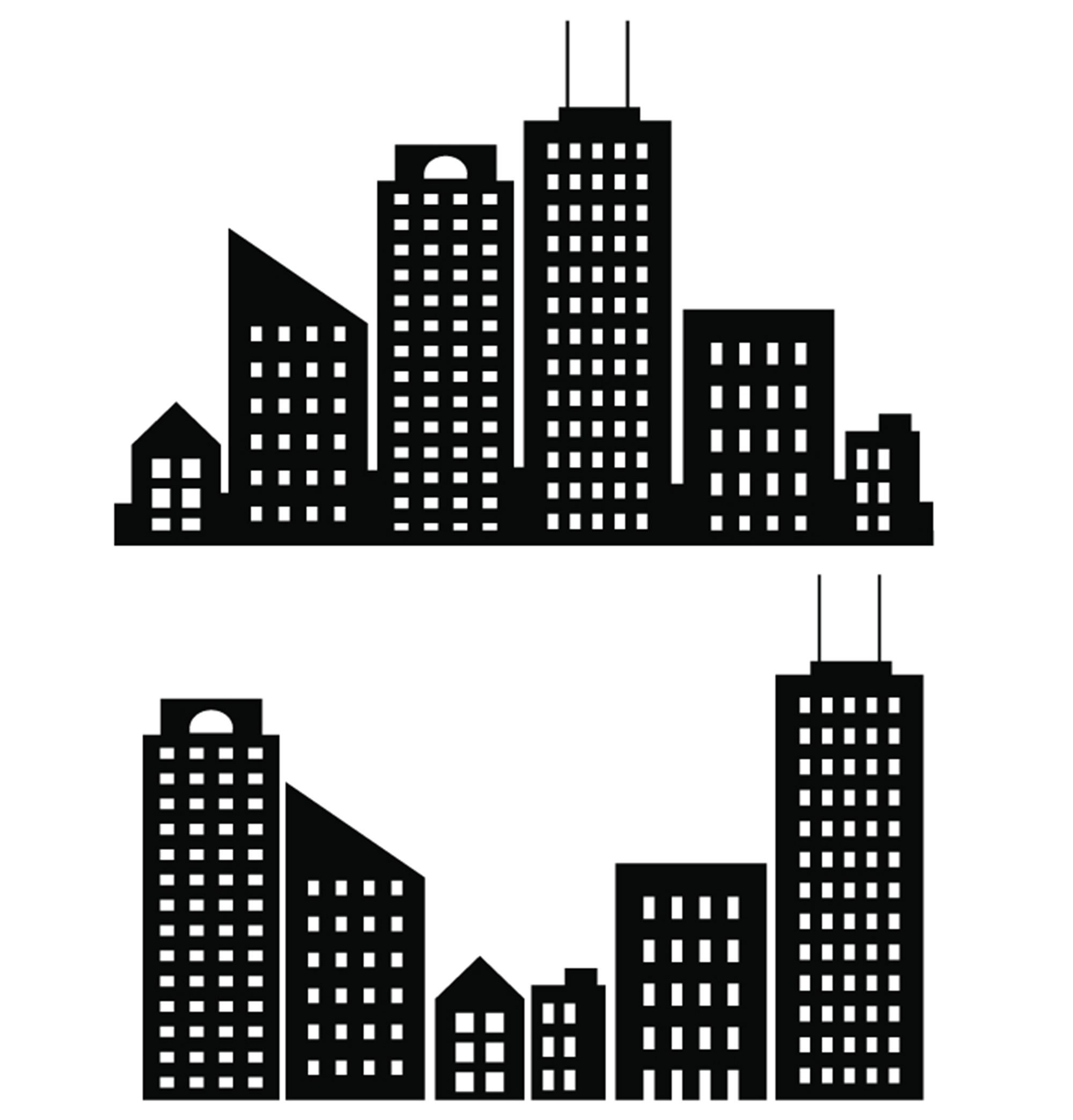 Black Buildings Clipart