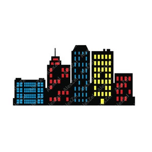 City Clipart Superhero Buildings Skyline 9*5,4 Feet Buildings SVG ...