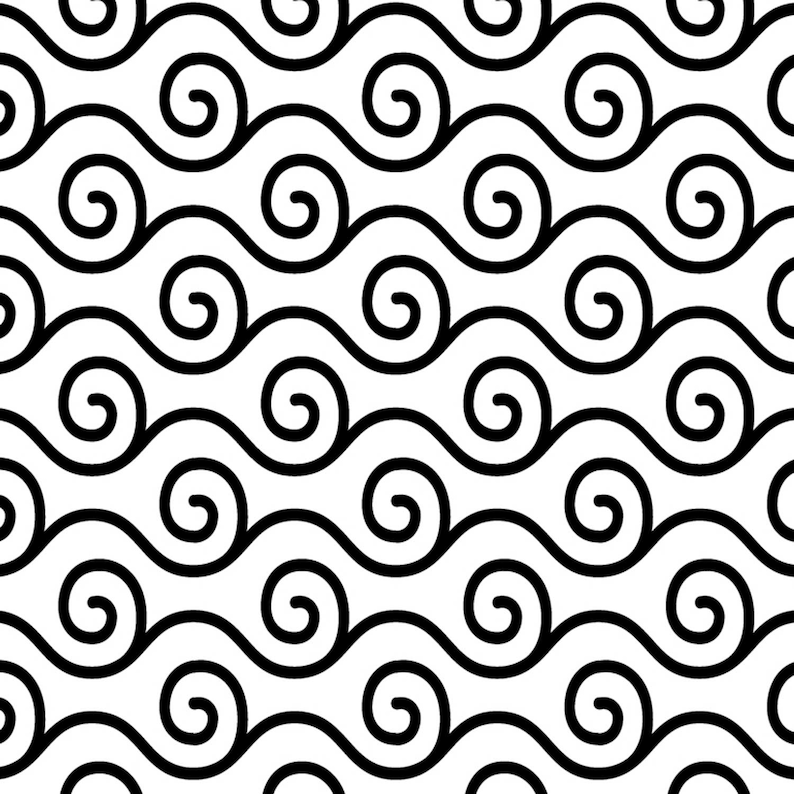 Seamless Waves Curls Pattern Silhouette of a Waves Clipart - Etsy