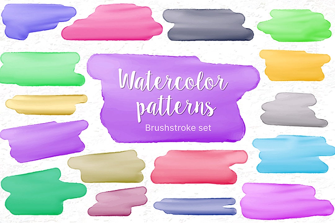 Watercolor Brush Stroke Clipart: Abstract Brush Elements (digital ...
