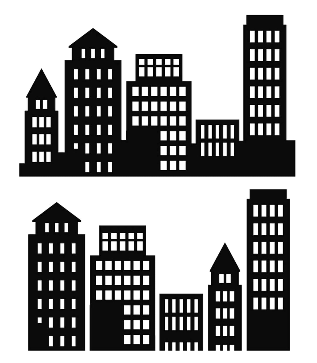Clipart of a City Skyline, Superhero Buildings, Block Clipart, and ...
