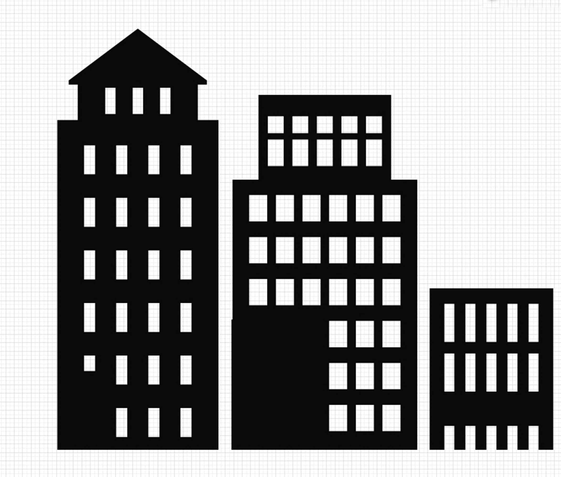 Clipart of a City Skyline, Superhero Buildings, Block Clipart, and ...