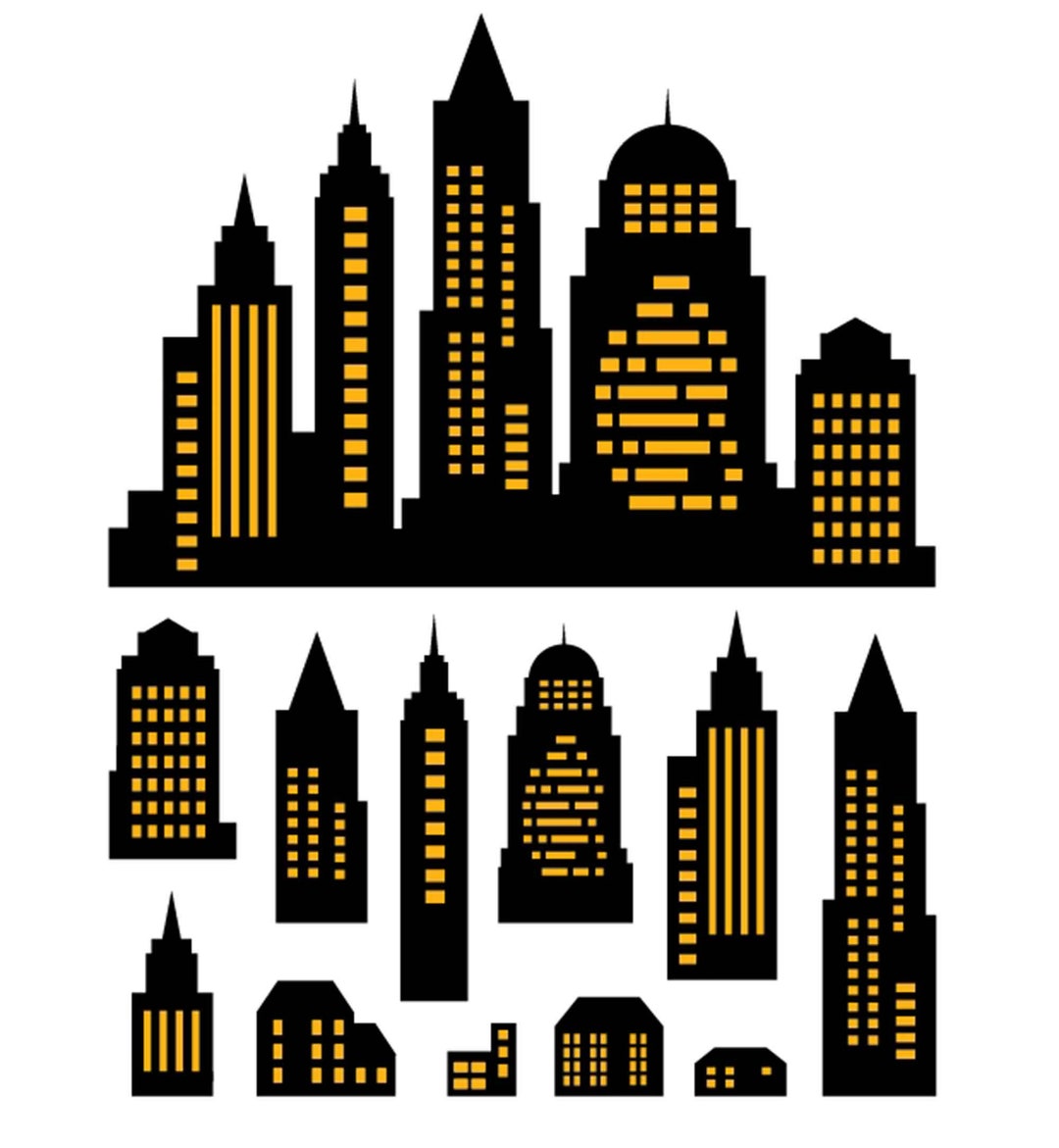 Skyline City 5*3.4 Feet Superhero Buildings Block Clipart and Building ...