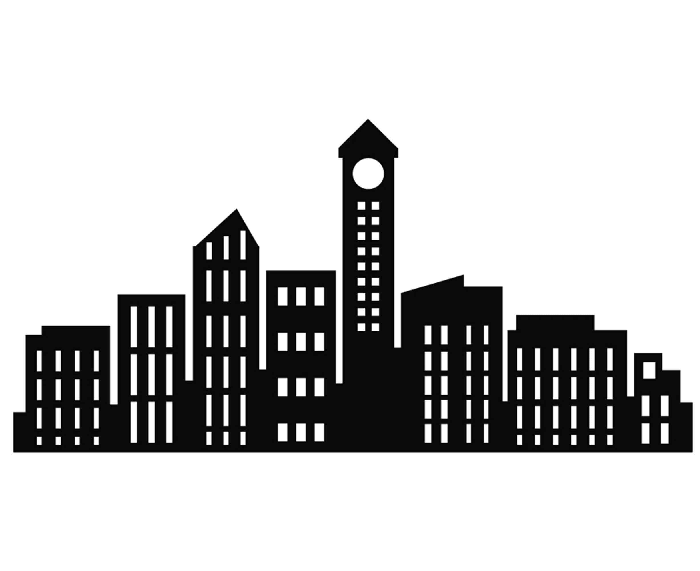 City Buildings Clipart Black And White