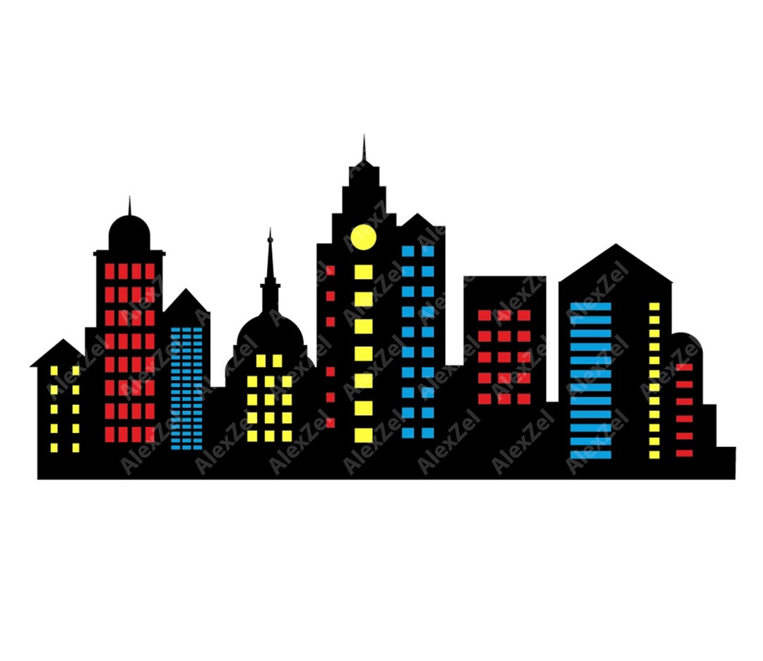 Superhero City Skyline Landscape, 11.5*5.6 Feet,superhero Buildings ...