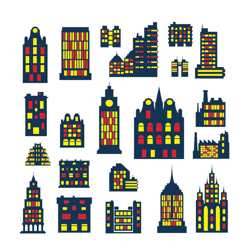 Home City Superhero Clipart Buildings Block Clipart - Etsy
