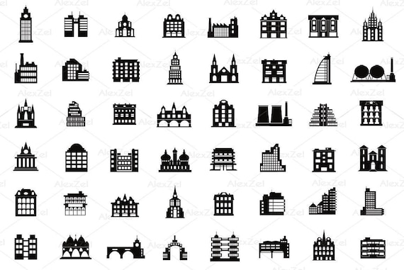 Collage Buildings Svg Building Svg Silhouette Svg Png City | Etsy India