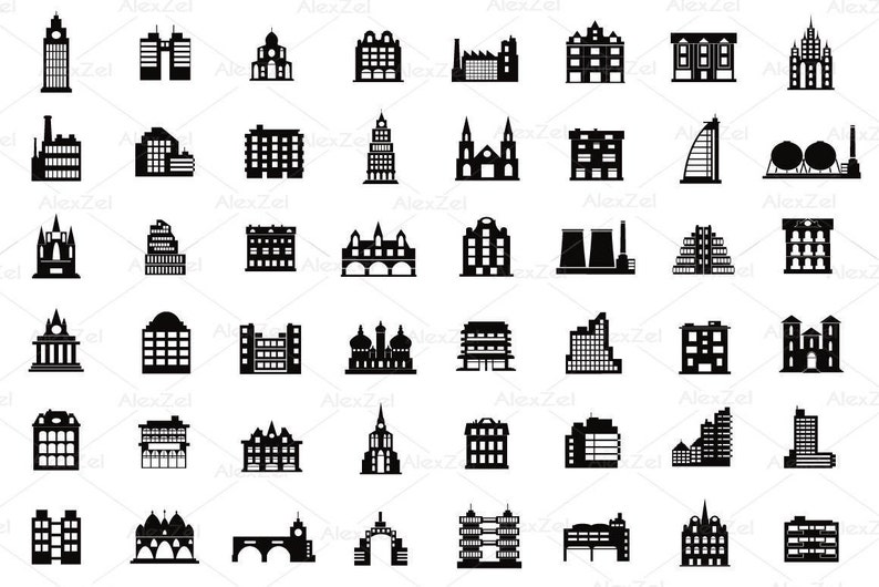Collage Buildings Svg Building Svg Silhouette Svg Png City - Etsy