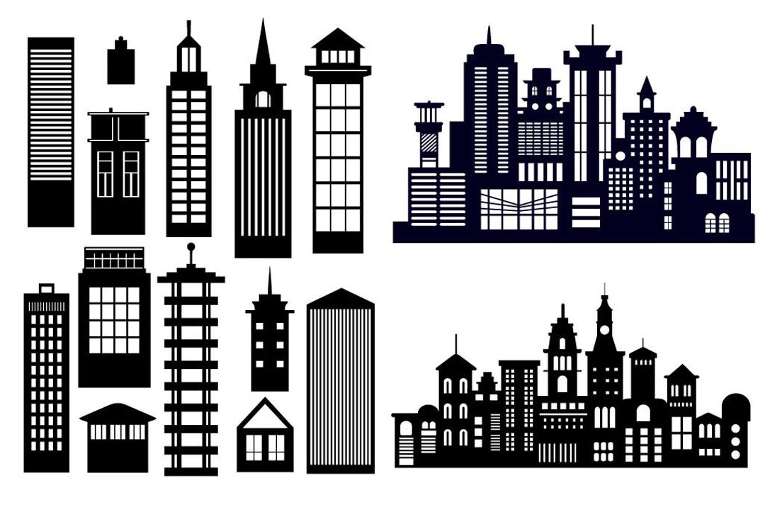 Skyline City Clipart Superhero Buildings Block Clipart and Buildings ...