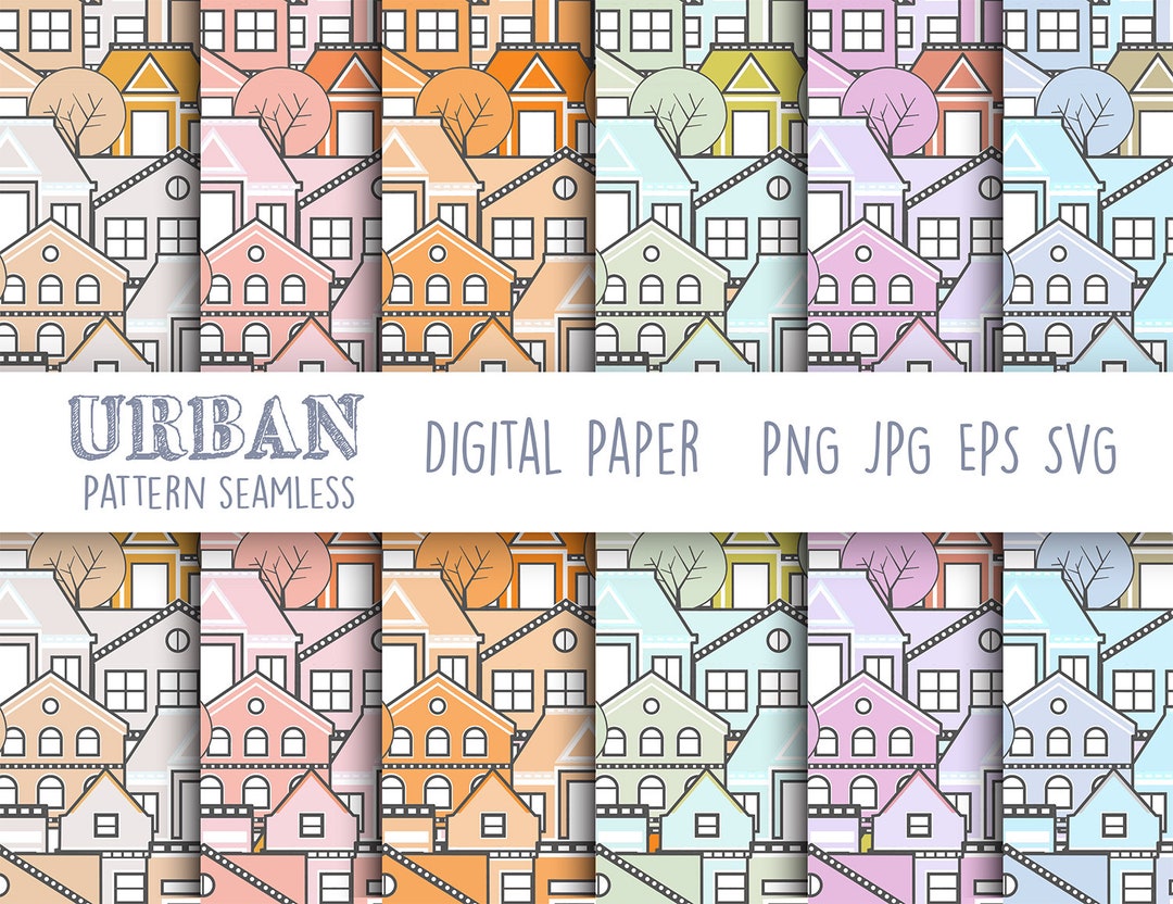 City Digital Paper: Colorful Building Patterns (digital Download) - Etsy