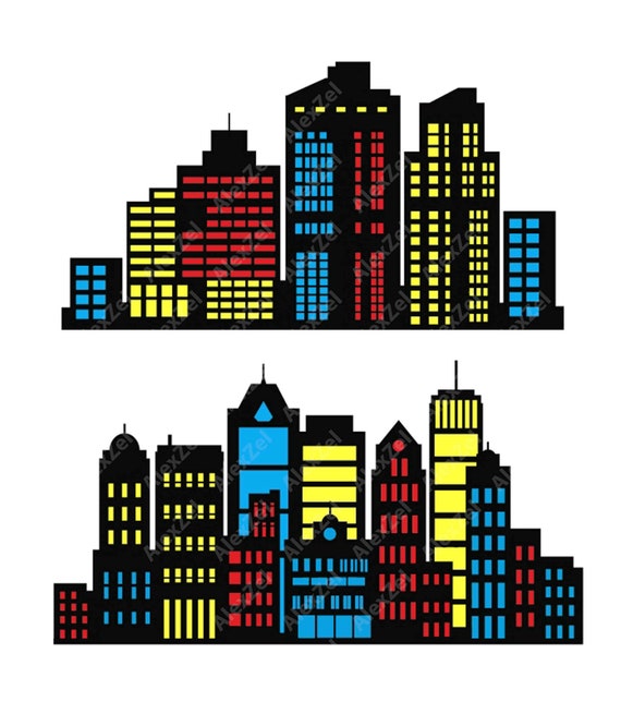 Superhero Cityscape Clipart
