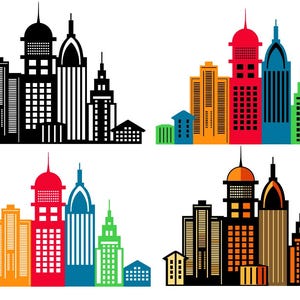 Superhero Buildings Block Clipart and Skyline City Buildings PNG City ...