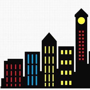City Skyline Clipart, Superhero Buildings,block Clipart, Building 105 ...