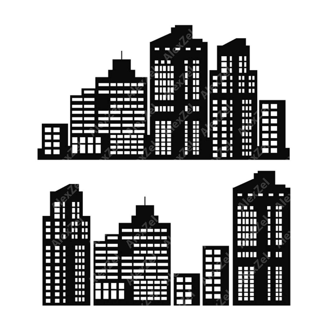 City Skyline Clipart, Superhero Buildings, and Building City Silhouette ...