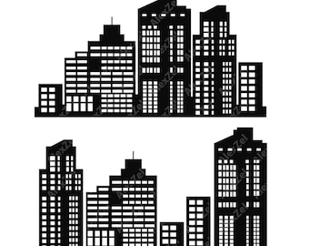 City Skyline Silhouette: Superhero Buildings, Skyscraper Graphics (PNG ...