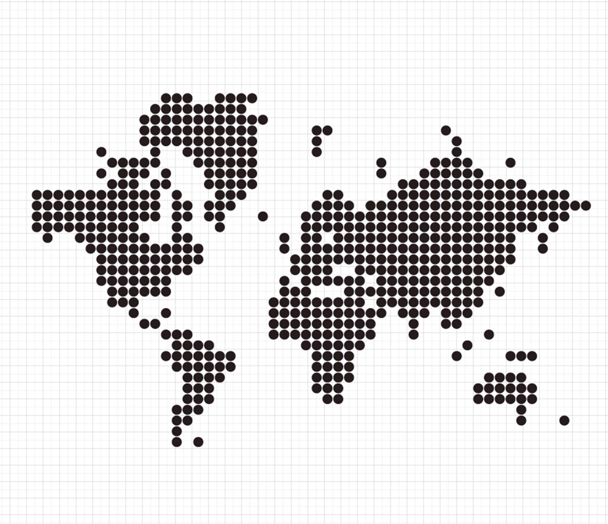 Pixel world map silhouette transparent background of a world | Etsy