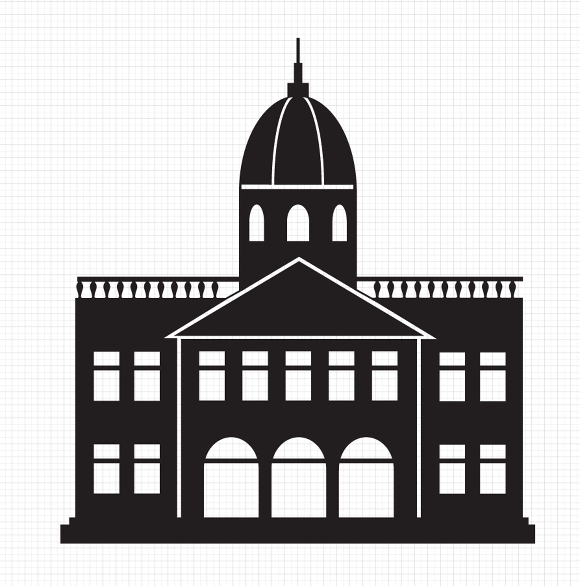City Hall Building Silhouette Transparent Background of Clipart File ...