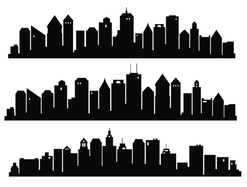 Clipart City Skyline Superhero Buildings Block Clipart - Etsy