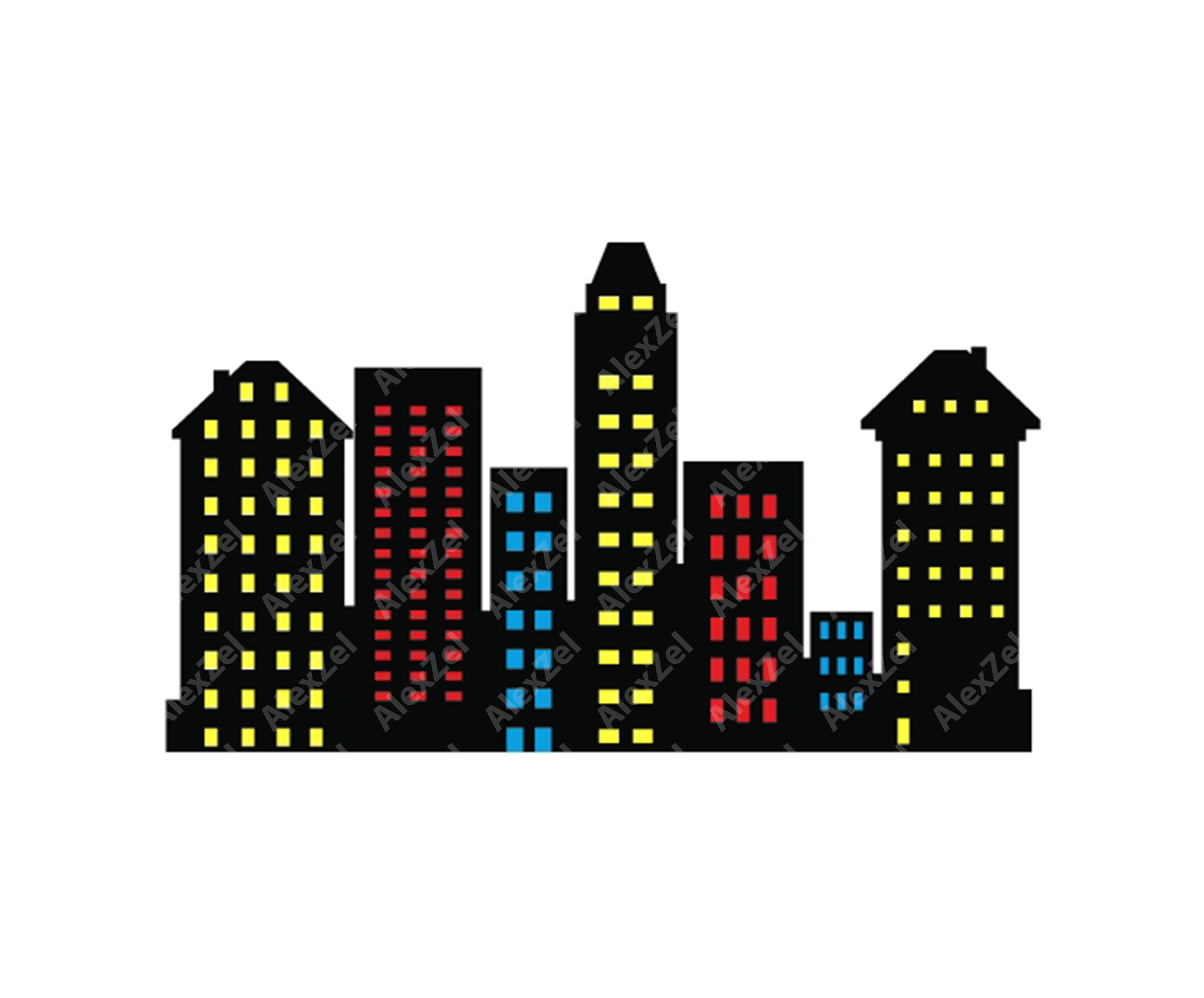Superhero Cityscape Clipart