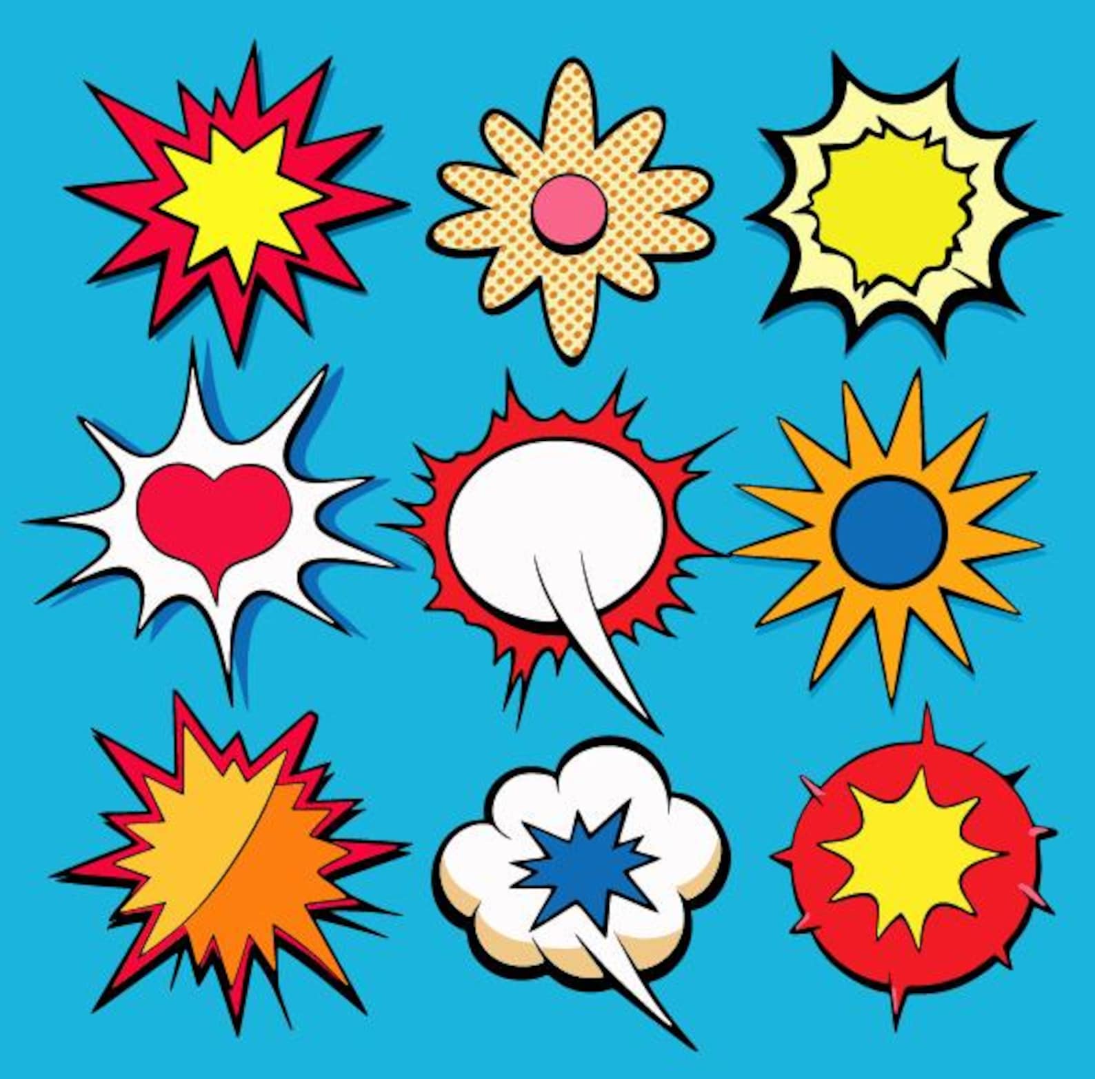 Superhero Comic Word Bubbles: SVG PNG PDF Clipart (digital Download) - Etsy