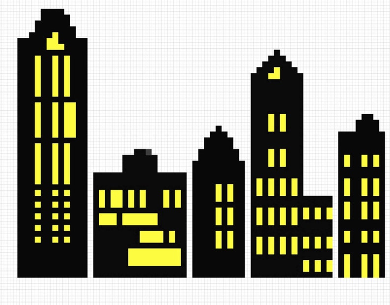 Skyline City Clipart Superhero Buildings Block Clipart and - Etsy